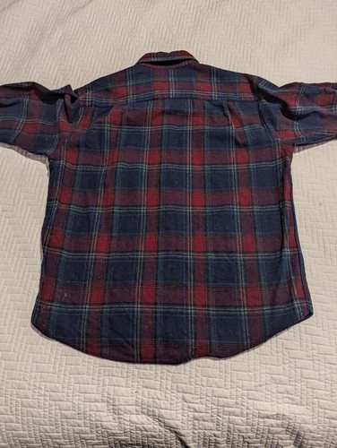 Vintage Pendleton Flannel Shirt Mens L Blue Plaid 100% Wool Thick ...