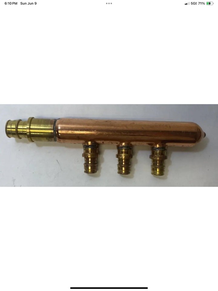 Uponor Wirsbo Q2905050 3 Brass Outlets Copper Manifold | eBay