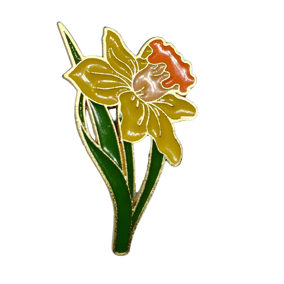 Daffodil Flower Pin Badge Metal Enamel Cancer Awareness Flower Brooch ...