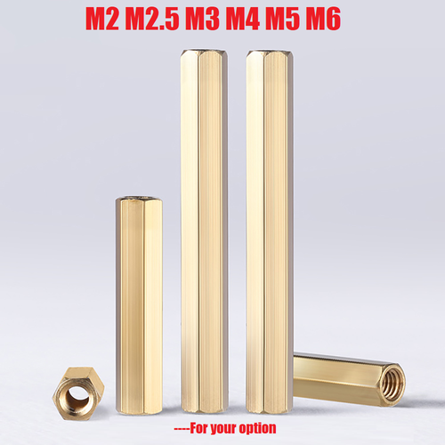 M3 Brass Hex Long Nuts Rod Bar Hex Connector Connecting Nut Spacer ...