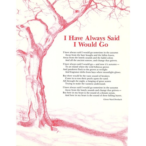 I Have Always Said I Would Go GW Dresbach 1980s Poem Retro Kitsch Wall ...