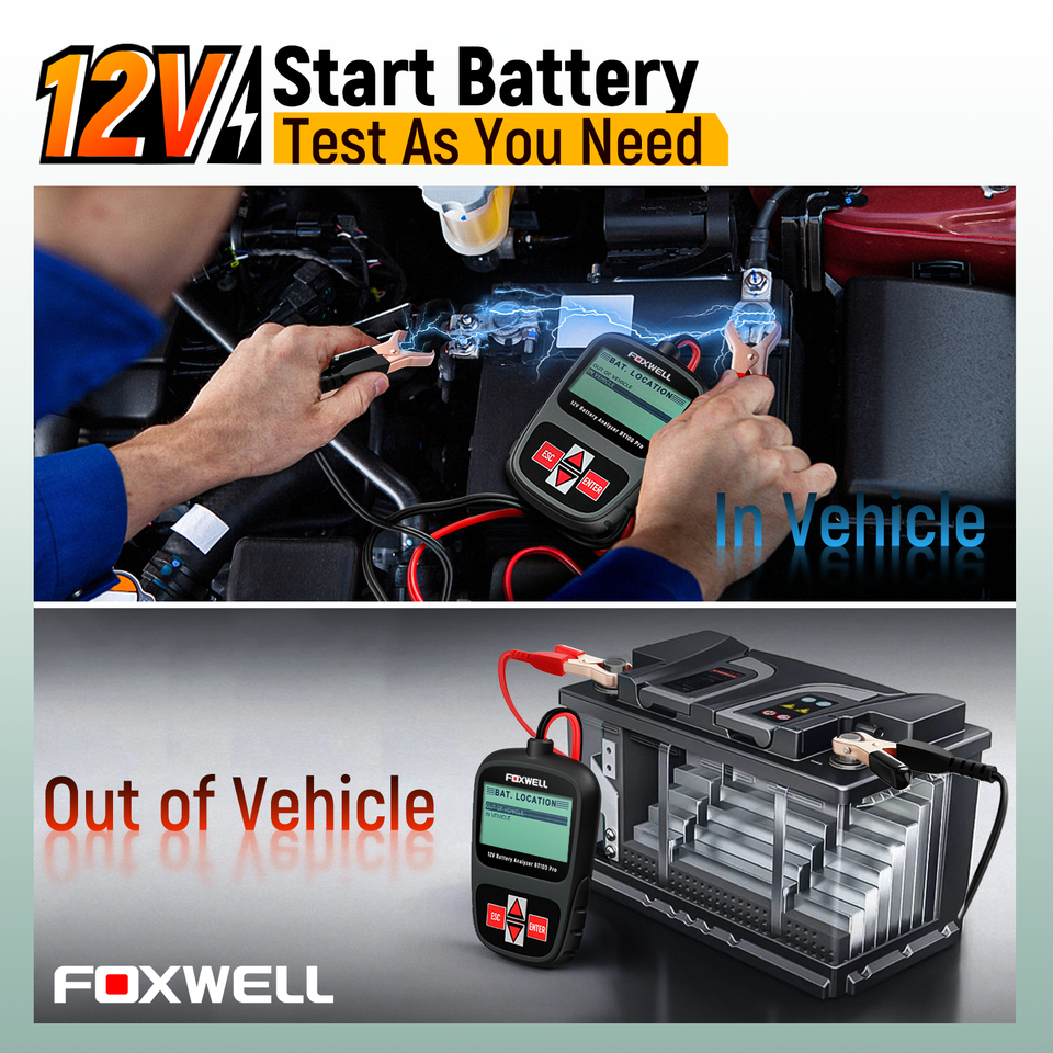 FOXWELL BT100 Pro Car Battery Analyzer Digital Battery Tester 12V 100 ...