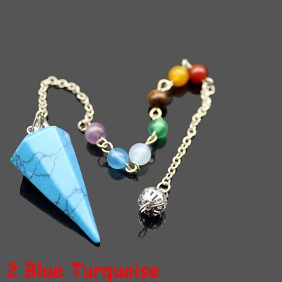 Turquoise Seven Chakra Pendulum Dowsing Pendant Faceted Natural Stone | eBay