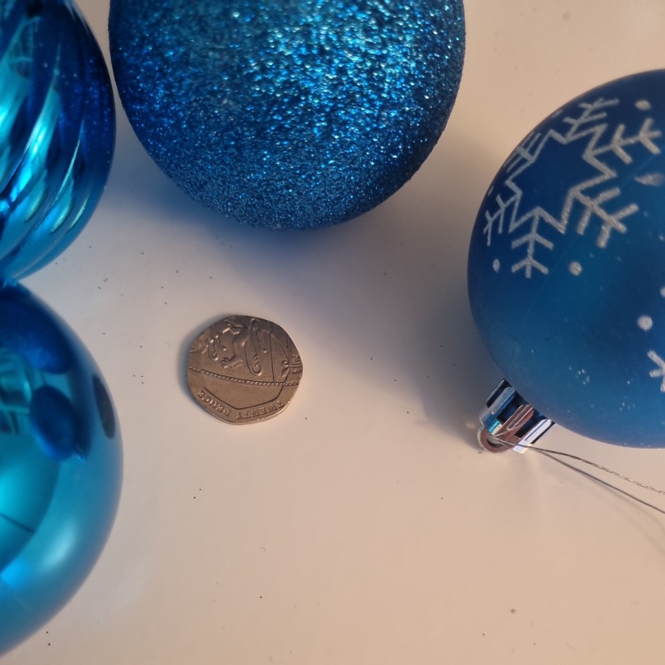 Blue Christmas Baubles Set Of 24 - Tree Festive Xmas Decorations Decs ...