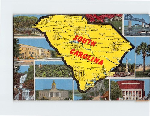 Postcard Map & Landmarks in South Carolina USA | eBay