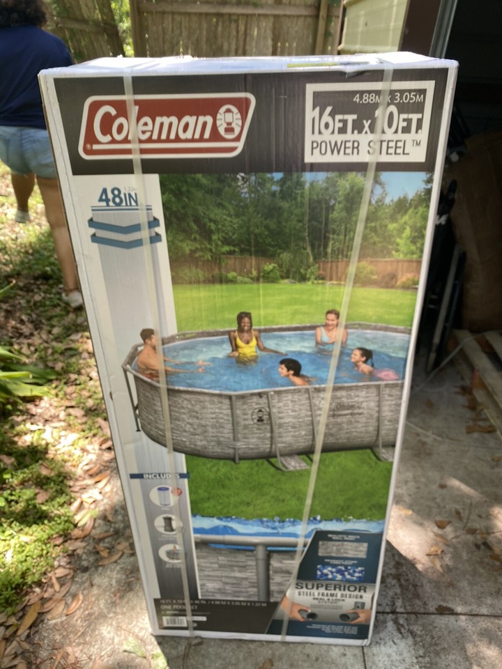 Coleman Power Steel 16ft x 10ft x 48in Oval Swimming Pool Set | w ...