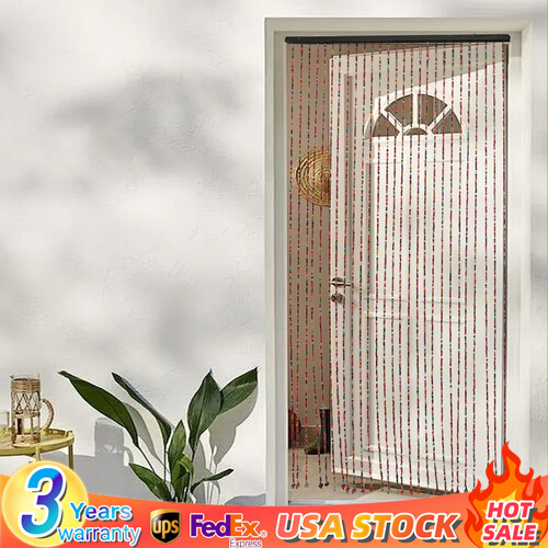 Bamboo Wood Beaded Door Curtain 90cm Colorful Doorway Bead String ...