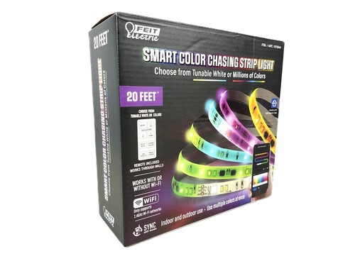 Feit Electric 20 Feet Smart Color LED Chasing Strip Light, Remote ...