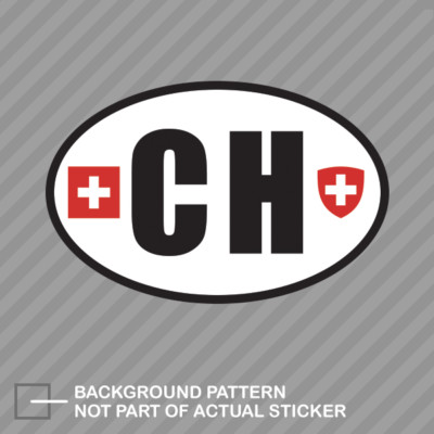 Switzerland Oval Sticker Decal Vinyl Swiss Country Code euro CH v6 | eBay