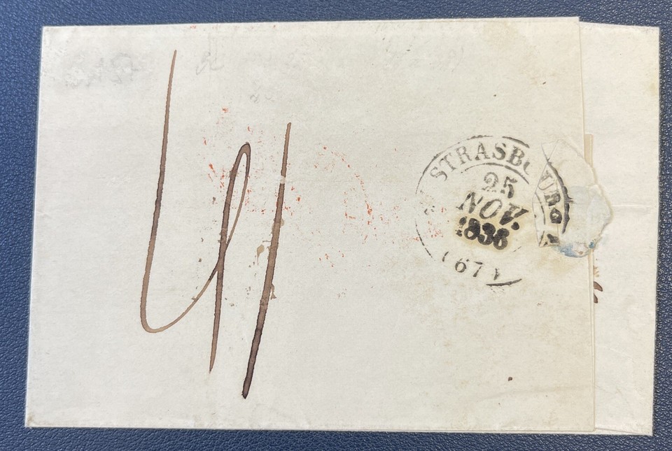 Letter de Paris for Strasbourg - 1836 - Stamp Office Central Red - Port ...
