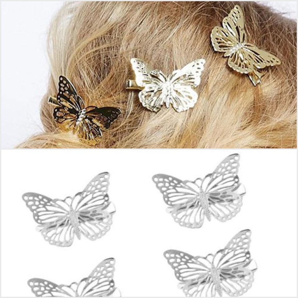 Gold Silver Black Butterfly Hair Clips Hairpins Wedding Barrette ...