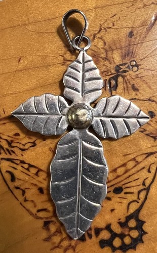 Taxco Sterling And Brass Leaf Cross Vintage. A18 | eBay