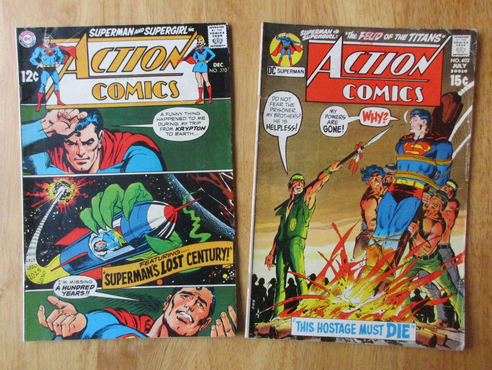 Lot of *2* Neal Adams ACTION COMICS: #370 (FN), 402 (FN-) Very Bright ...