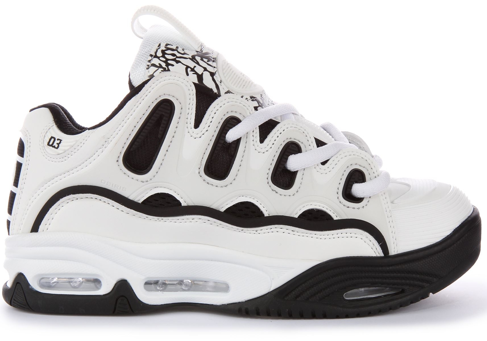 Osiris D3 2001 Chunky Sole Lace Up Skateboard Trainer White Black Mens ...