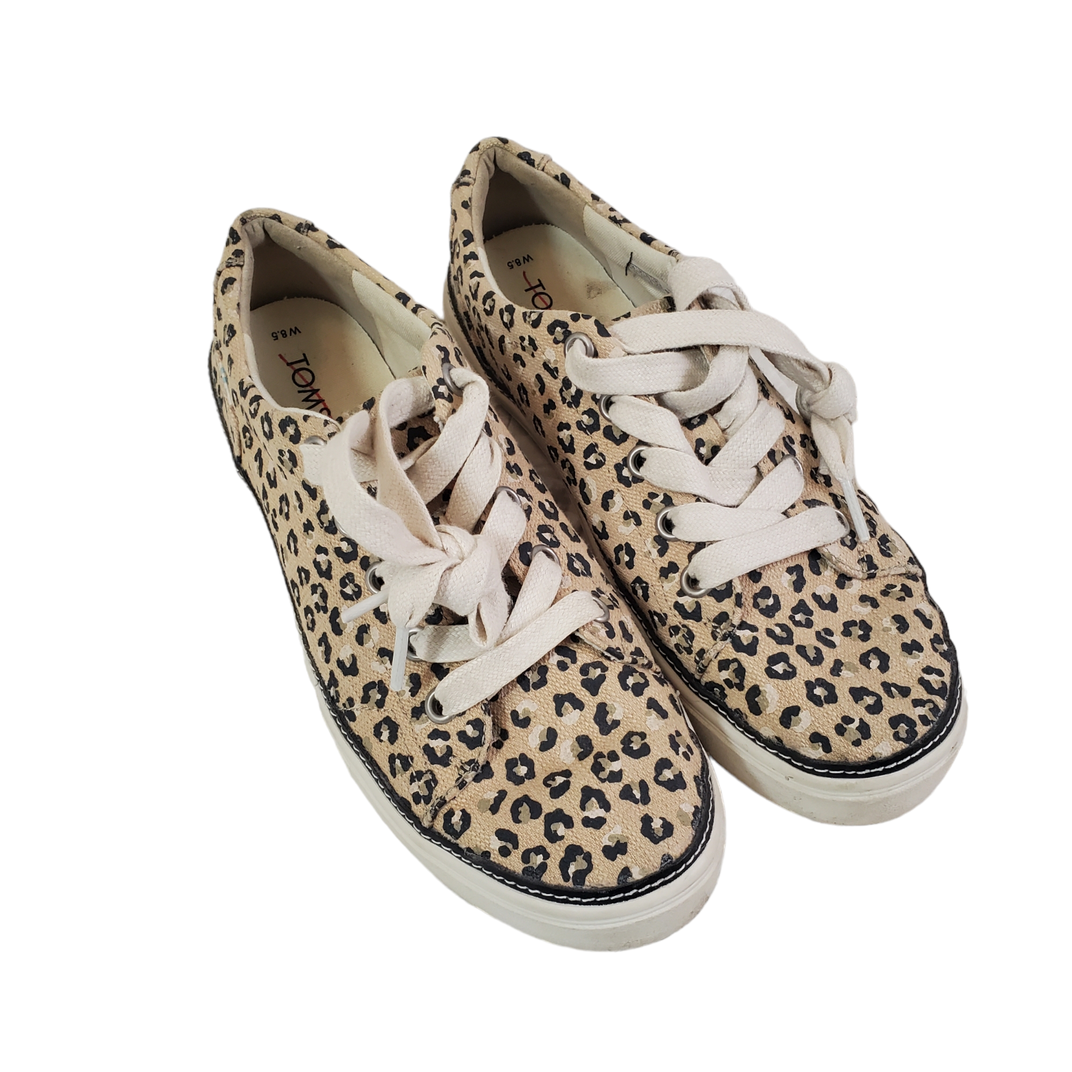 Toms | Leopard Lace up Canvas Sneakers Animal Print Women's Size 8.5 | eBay