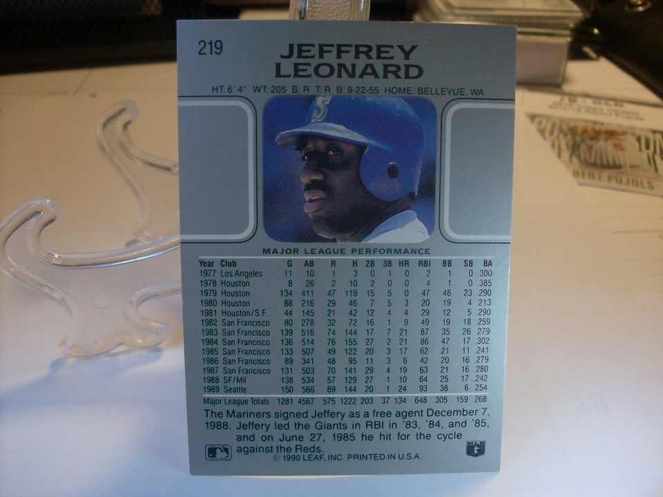 1990 Leaf Baseball #219 - Jeffrey Leonard - Seattle Mariners 90-098 | eBay