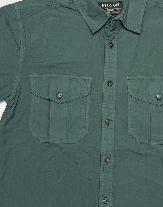 Filson Washed Short Sleeve Feather Cloth Shirt 20189134 Treeline Dark ...