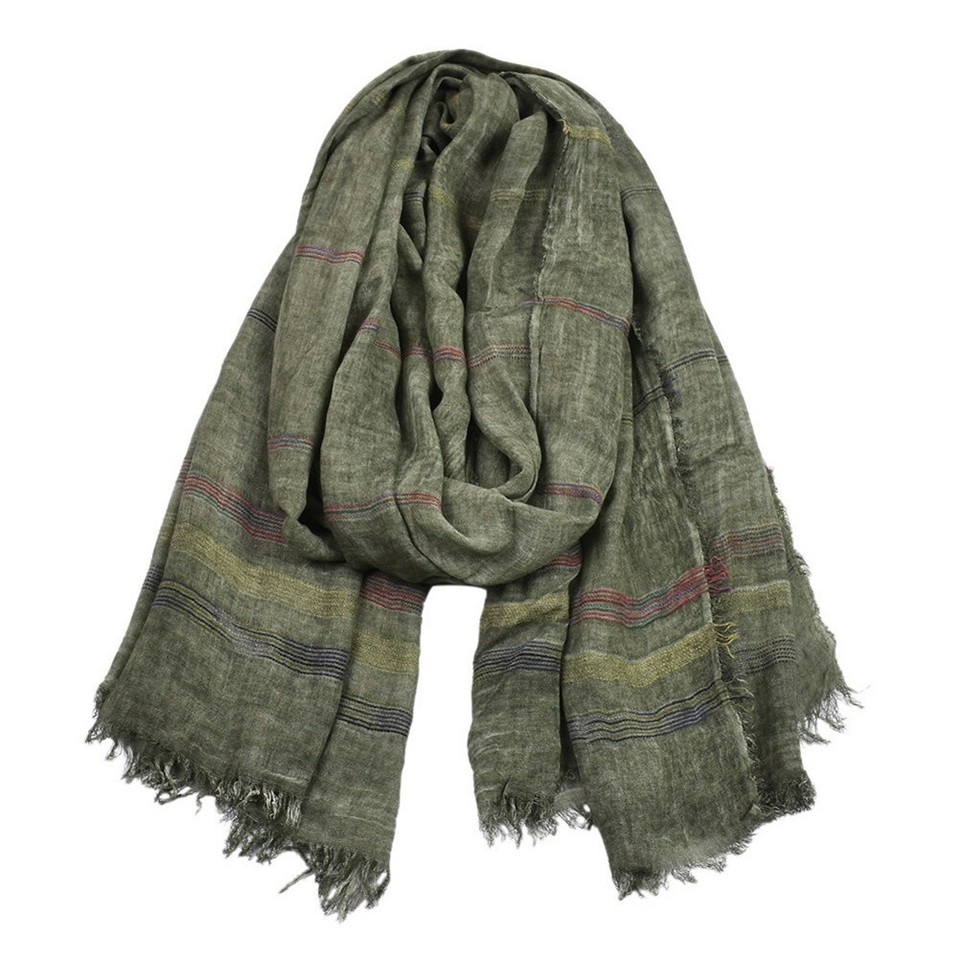 2pcs Stripe Scarf Fashion Women Men Cotton and Linen Shawl Beach Sun ...