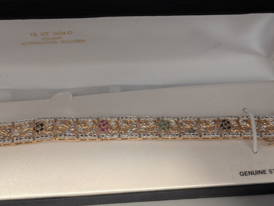 Ross-Simons Vintage 18Kt Gold Over Sterling Silver Ruby, Emerald ...