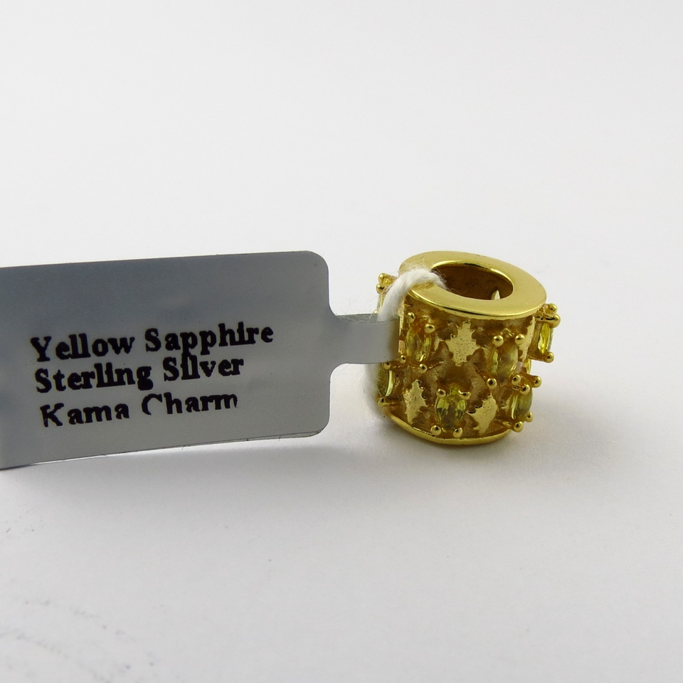 Gemporia Yellow Sapphire Gemstone Sterling Silver Kama Bracelet Charm ...