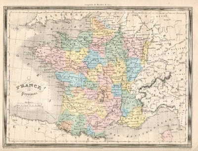 Genuine Original Antique 1877 France Hand Colored Map France Stunning ...