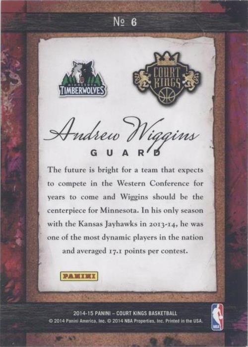 2014-15 Panini Court Kings - Andrew Wiggins #6 for sale | eBay