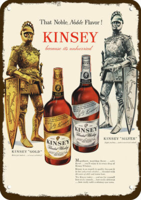 1948 KINSEY GOLD & SILVER WHISKEY Vintage Look REPLICA METAL SIGN ...