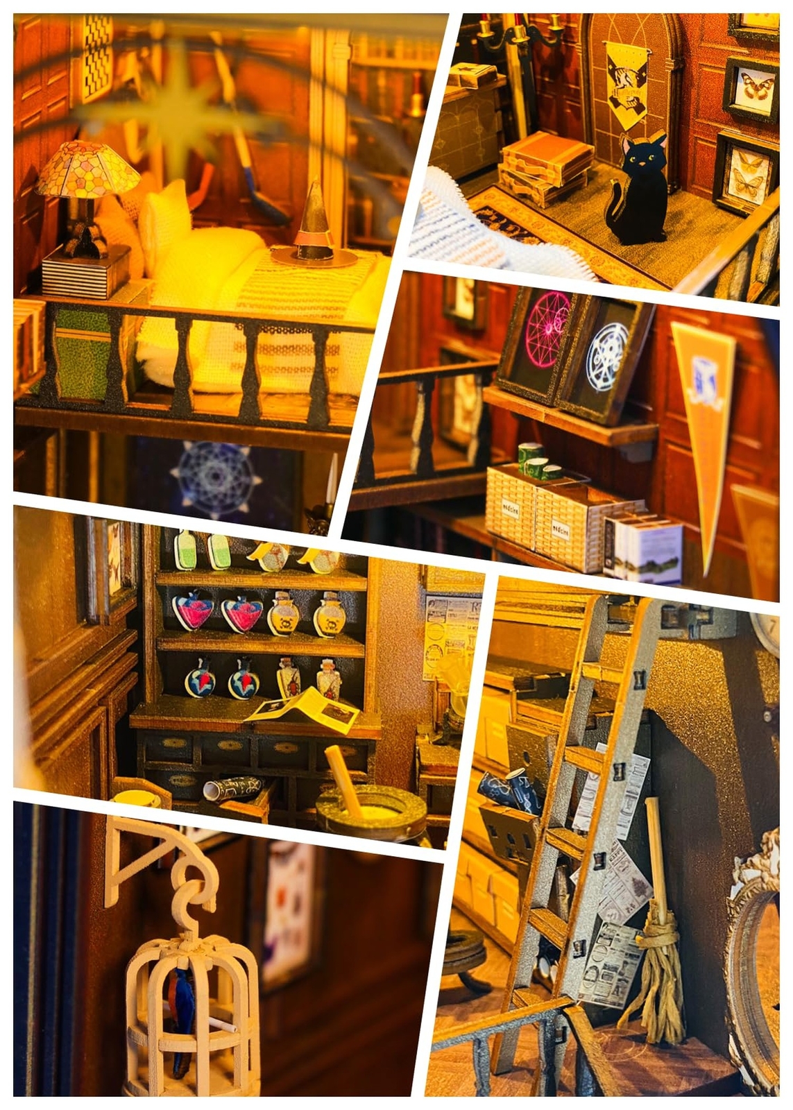 DIY Book Nook Kit with Music Box, 3D Wooden Puzzle Dollhouse with LED ...