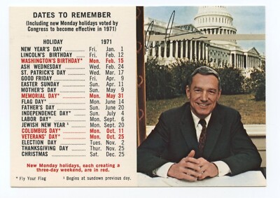 Sam Stratton Portrait New York Politician 1971 Calendar Postcard | eBay