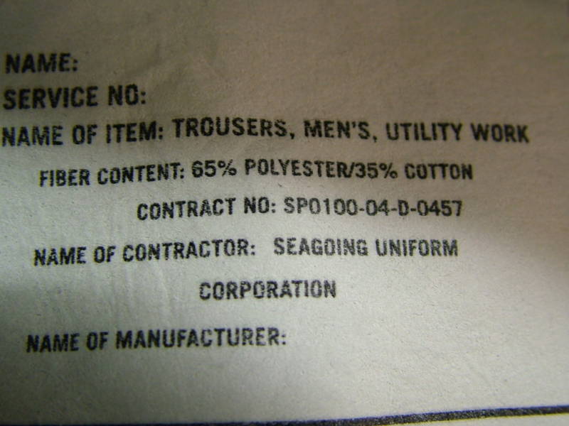 US NAVY TROUSERS WORK UTILITY PANTS BLUE SLACKS MEN'S NSN 8415-01-457 ...