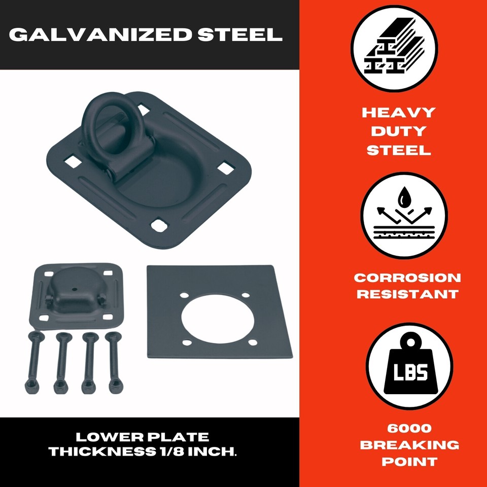 Pit Posse Cargo Trailer Anchor Tie Down D-Ring Flush with Hardware (4pk ...