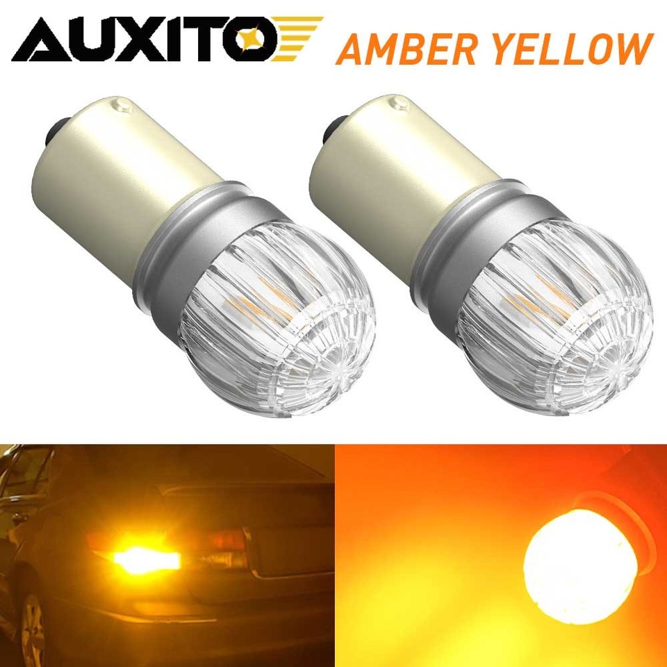 2PCS AUXITO 1156 Amber LED Stop Tail Turn Signal Brake Parking Lights ...