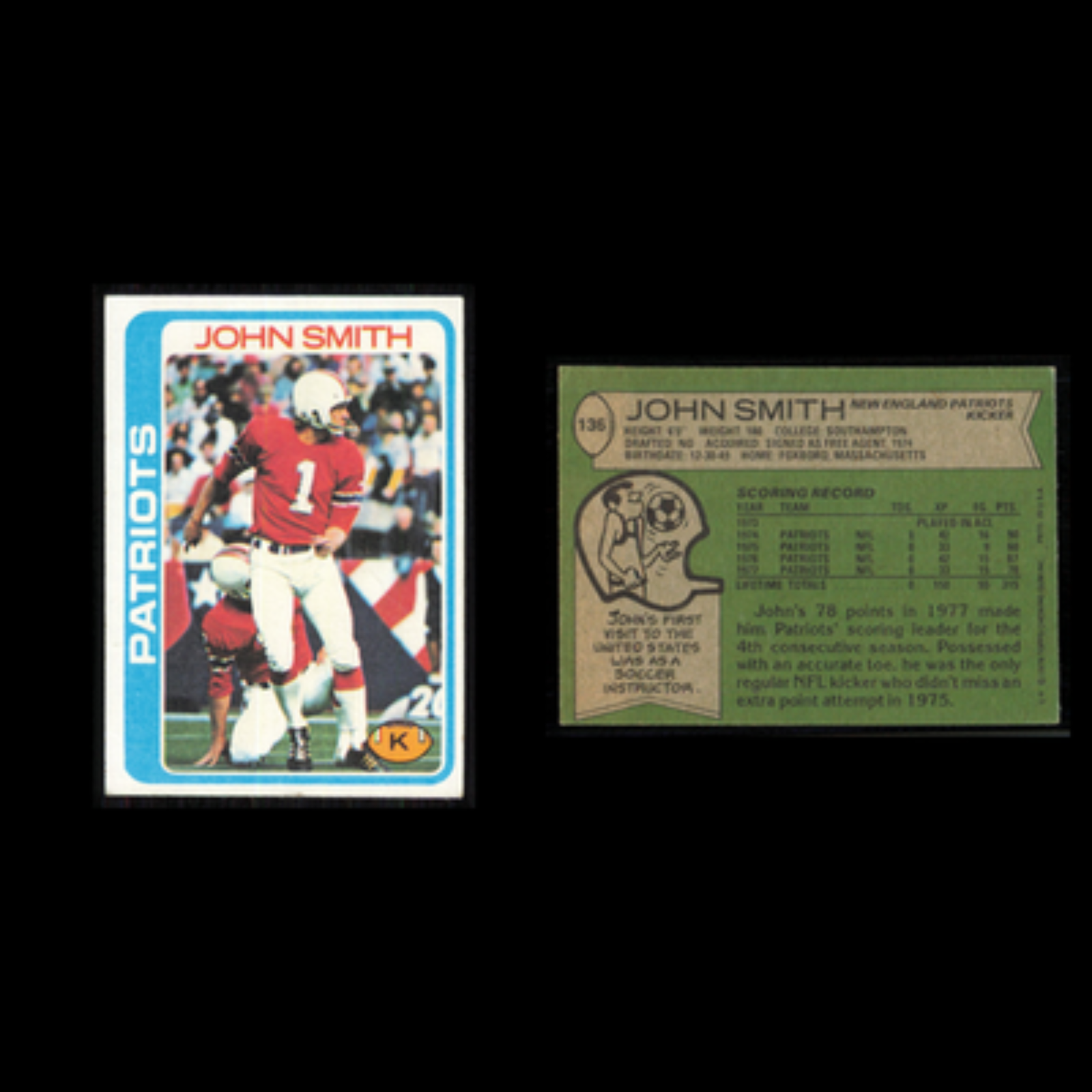 John Smith #136 1978 Topps New England Patriots Football Card NFL NM | eBay