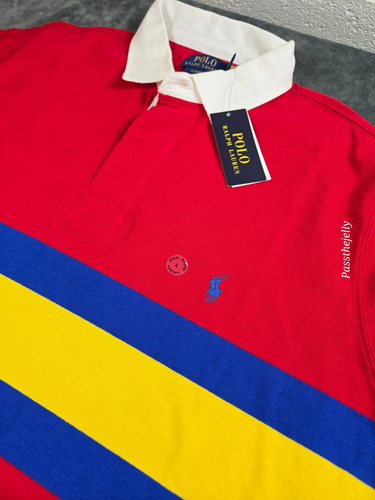 New Polo Ralph Lauren Rugby Shirt Mens Large Short Sleeve Stripe ...