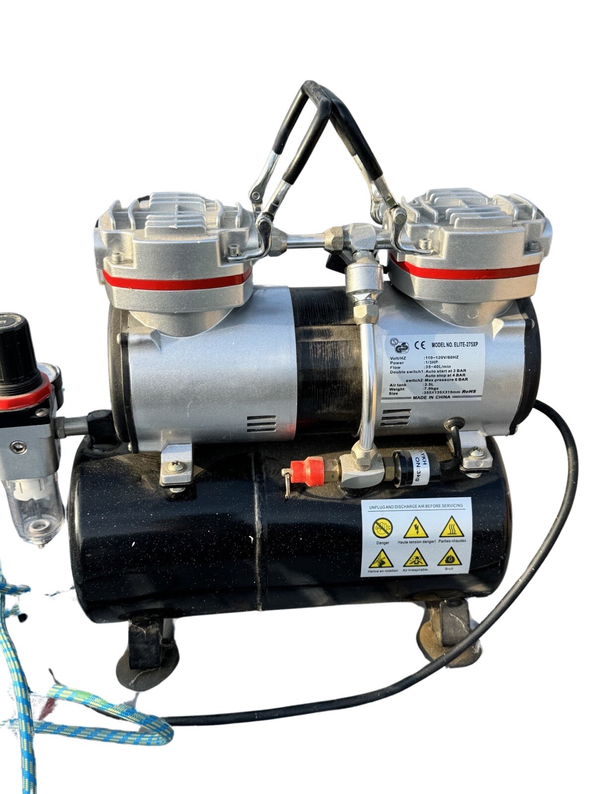 PointZero 1/3 HP Dual Piston Airbrush Compressor, Paint, New Brush ...