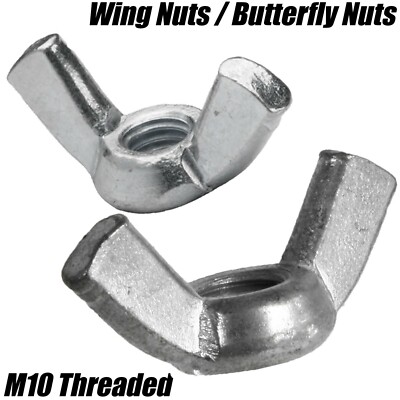 M10 10mm WING NUTS BUTTERFLY HAND NUTS THREADED DIN 315 BRIGHT METAL ...
