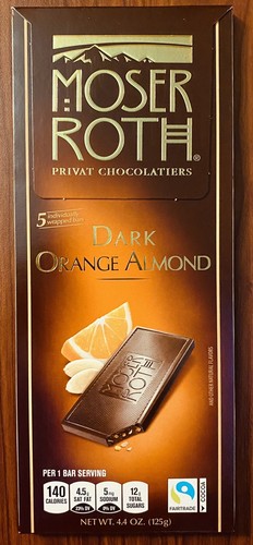 **NEW** MOSER ROTH PREMIUM CHOCOLATE DARK ORANGE ALMOND CANDY BAR 4.4 ...
