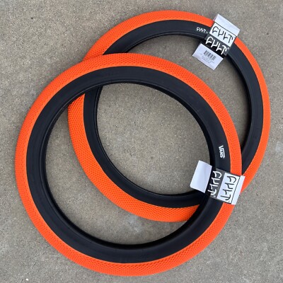 PAIR OF CULT BMX VANS 20" BICYCLE TIRES ORANGE w/ BLACK SIDEWALLS | eBay