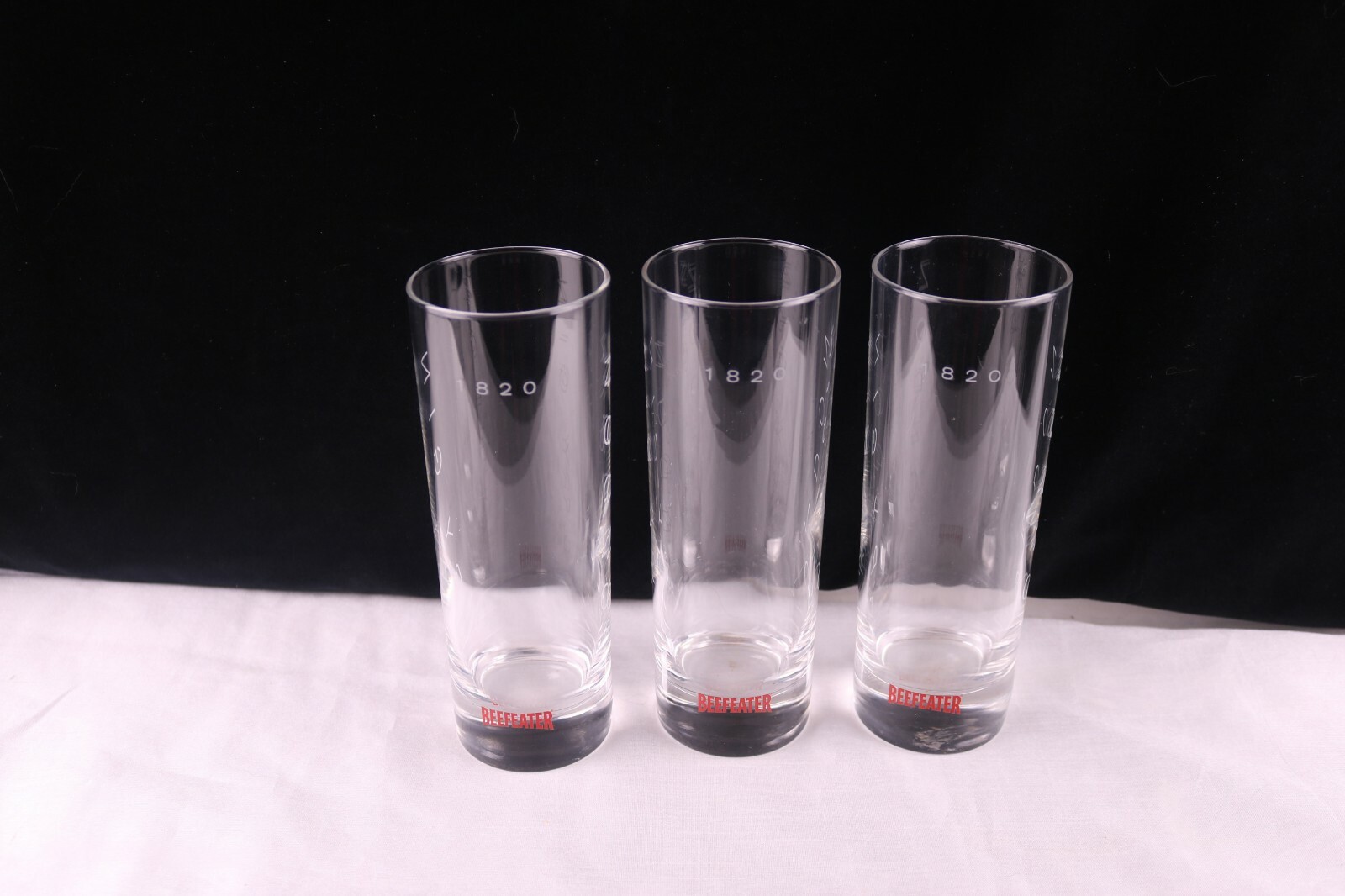 Beefeater 1820 London Dry Gin Set of 3 Glasses Tall Tom Collins 6 1/2 ...