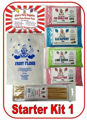 5 x Fairy Floss Starter Kits Floss Sugar Sticks Fairy Floss Bags Kits 1 ...