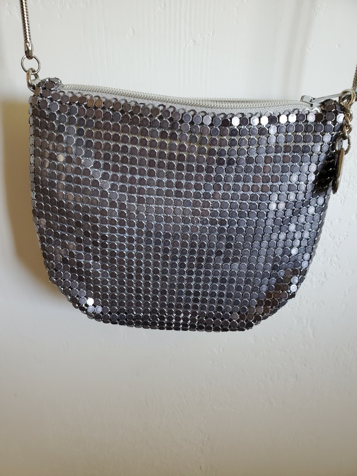 Vintage metallic silver shiny metal evening Purse Lon… - Gem