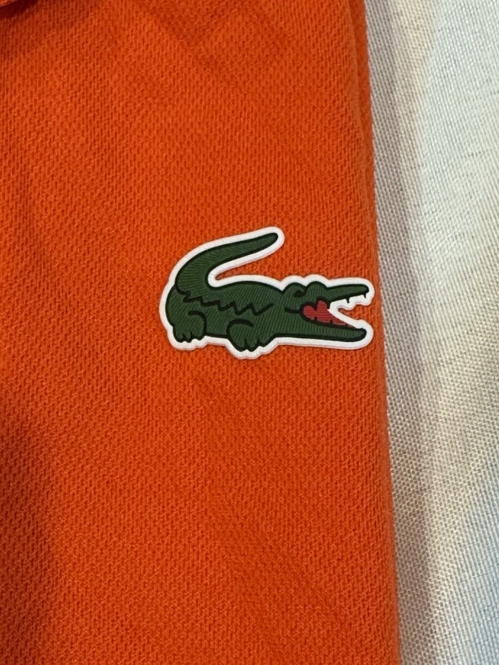 Men's Lacoste Sport Short Sleeve Polo Shirt Size XL Fr6 Orange/Blue ...