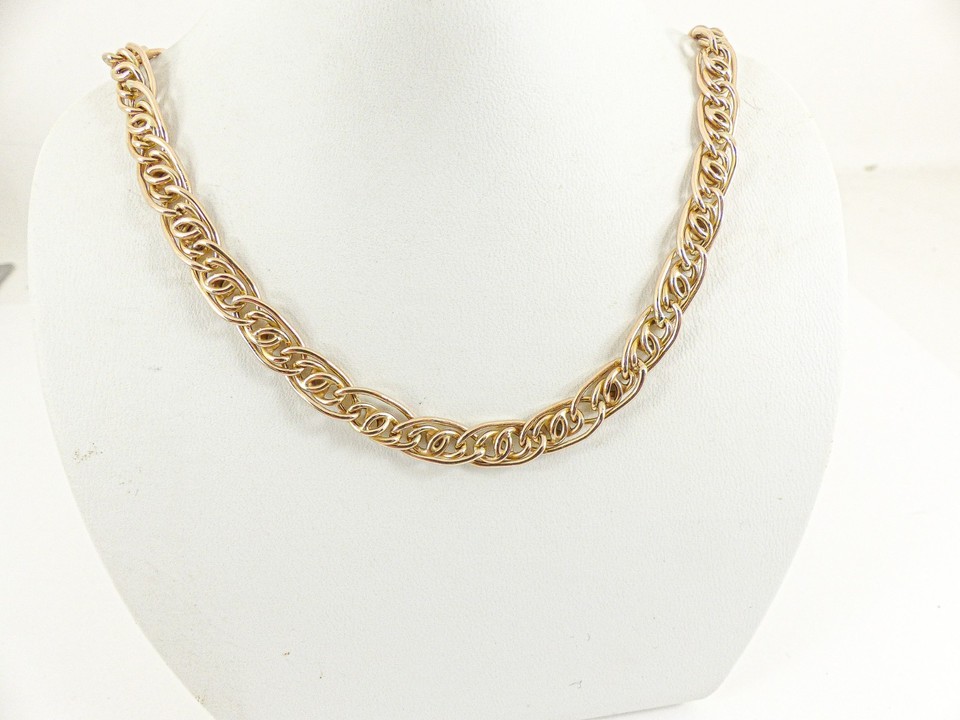 9ct Gold Ornate Curb Chain Necklace Hallmarked 11.8grams 18.5'' with ...