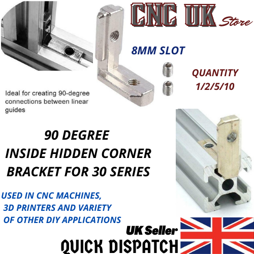 90 Degree Inside Hidden Corner L Bracket Join Connector- 3030 Aluminium Profile | eBay UK