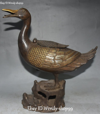 10" Purple Bronze Drake Duck Animal Incense Burner Censer Incensory ...