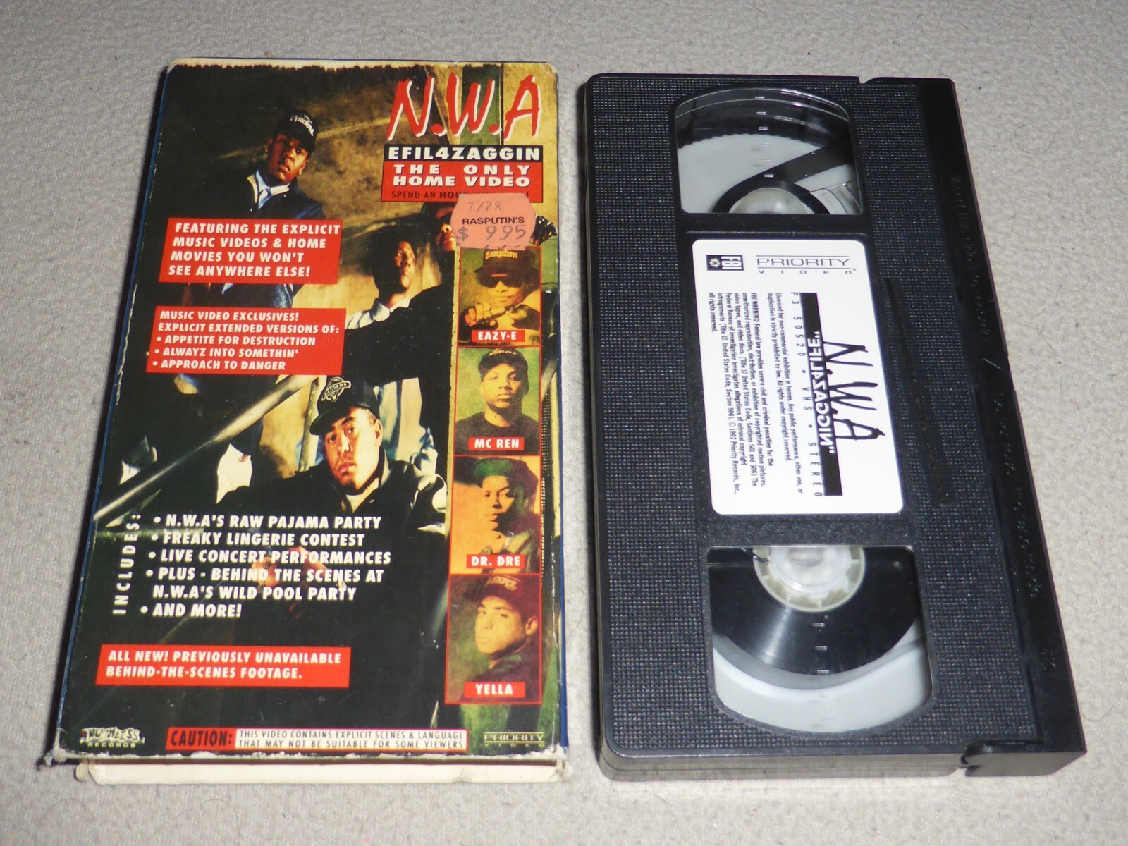 VINTAGE NWA EFIL4ZAGGIN THE ONLY HOME VIDEO VHS GANGSTA RAP RARE DR DRE ...