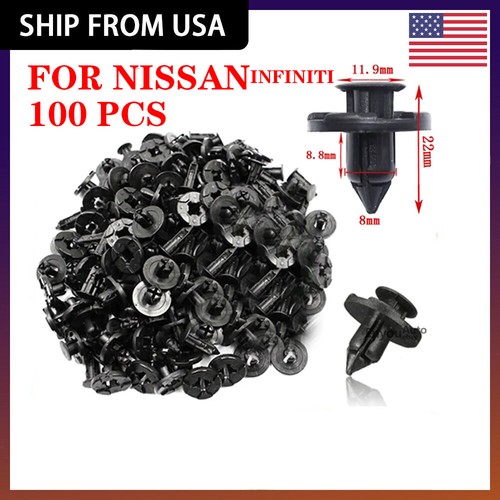 100Pcs 8mm Bumper Clips Retainer Rivets Fastener Plastic Fender Push ...