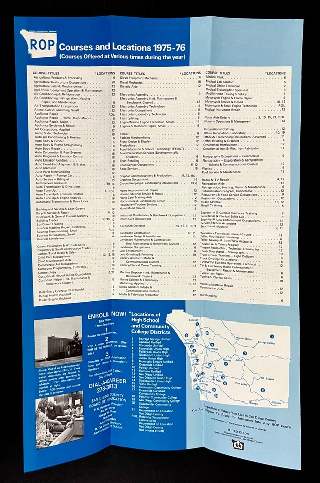 1975 ROP Regional Occupation Program Free Job Training Courses Vintage ...