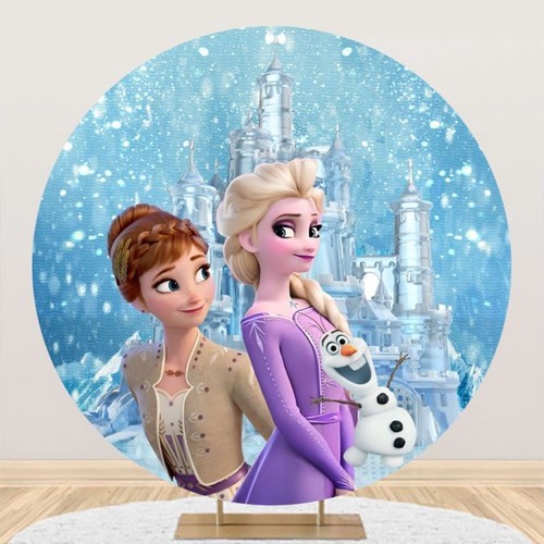 Round Princess Elsa Happy Birthday Decora Backdrop Party Supplies ...
