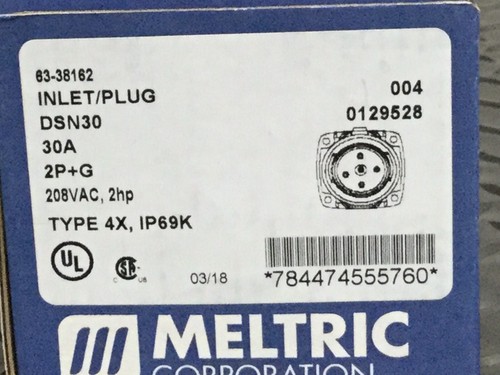 MELTRIC DSN30 SERIES INLET/PLUG CONNECTOR 2hp 30A 208VAC | eBay